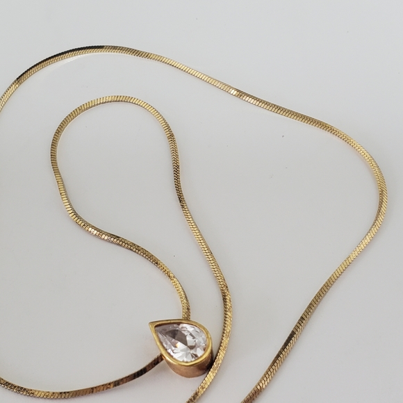 Fas | Jewelry | Fas 925 Sterling Vermeil Petite Crystal Teardrop ...